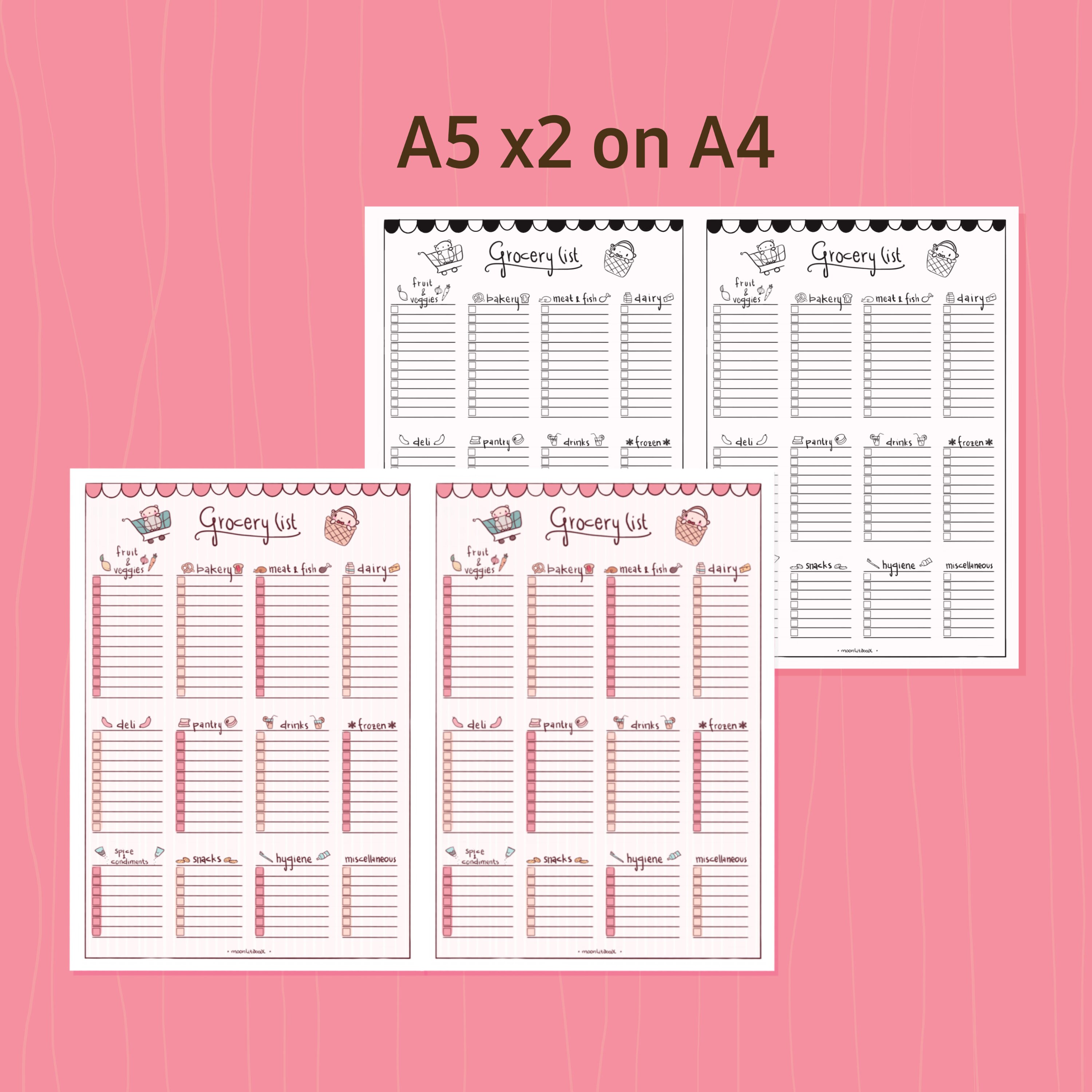Cute Categorized Grocery List Printable A4 A5 US Letter - Etsy