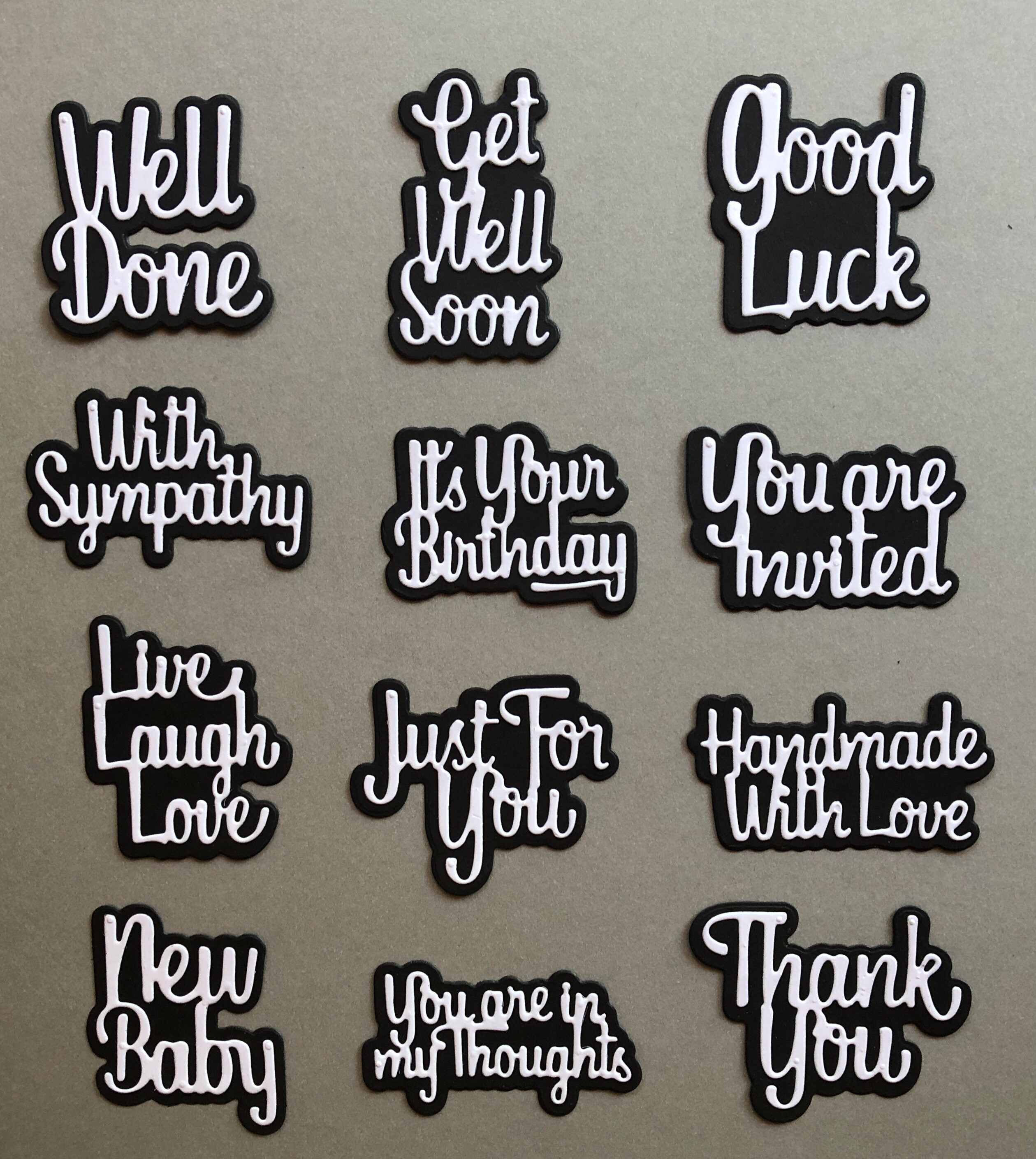 Word Embellishment Die Cutouts Well Done, With Sympathy, New Baby, Get ...