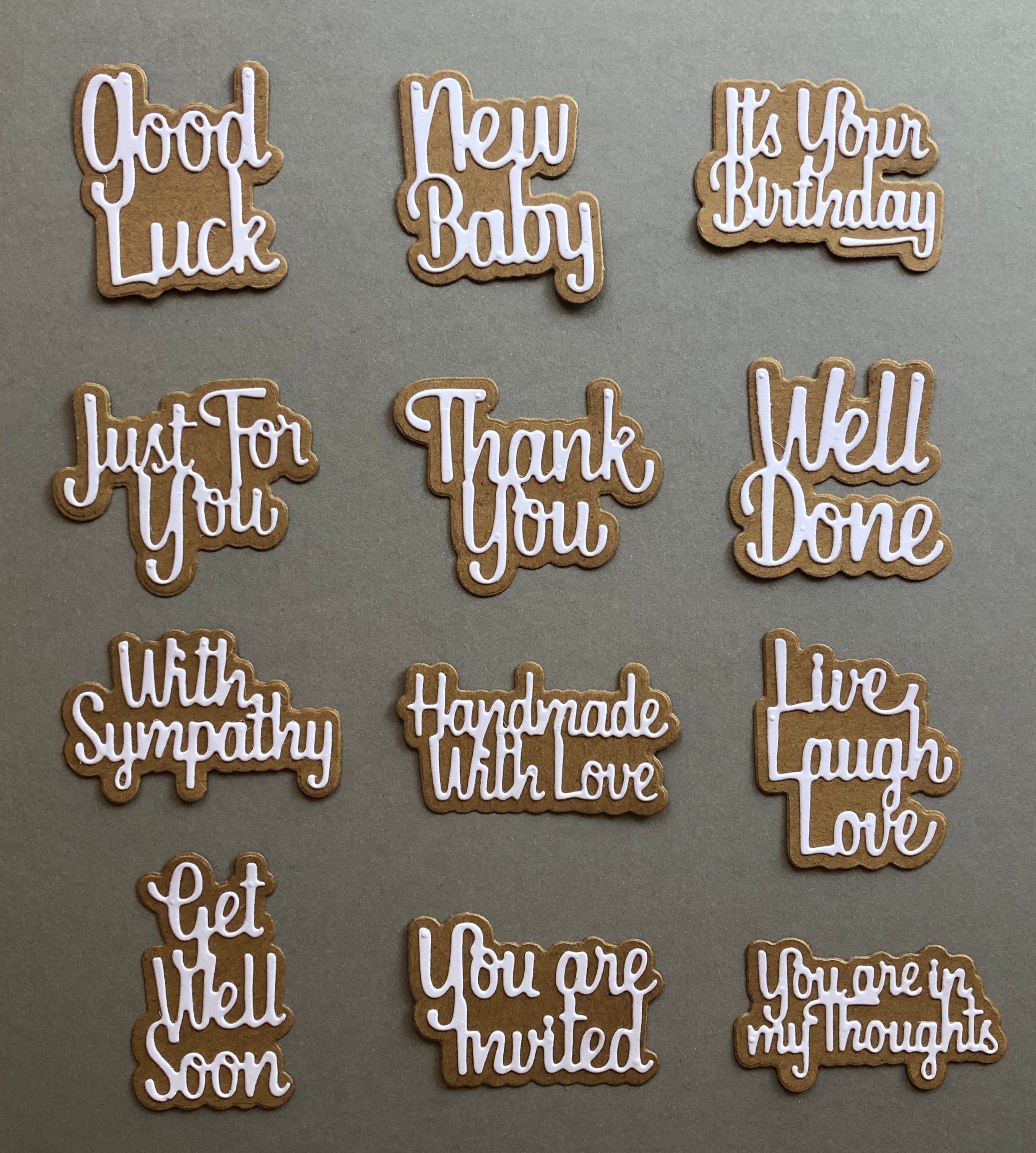 Word Embellishment Die Cutouts Well Done, With Sympathy, New Baby, Get ...