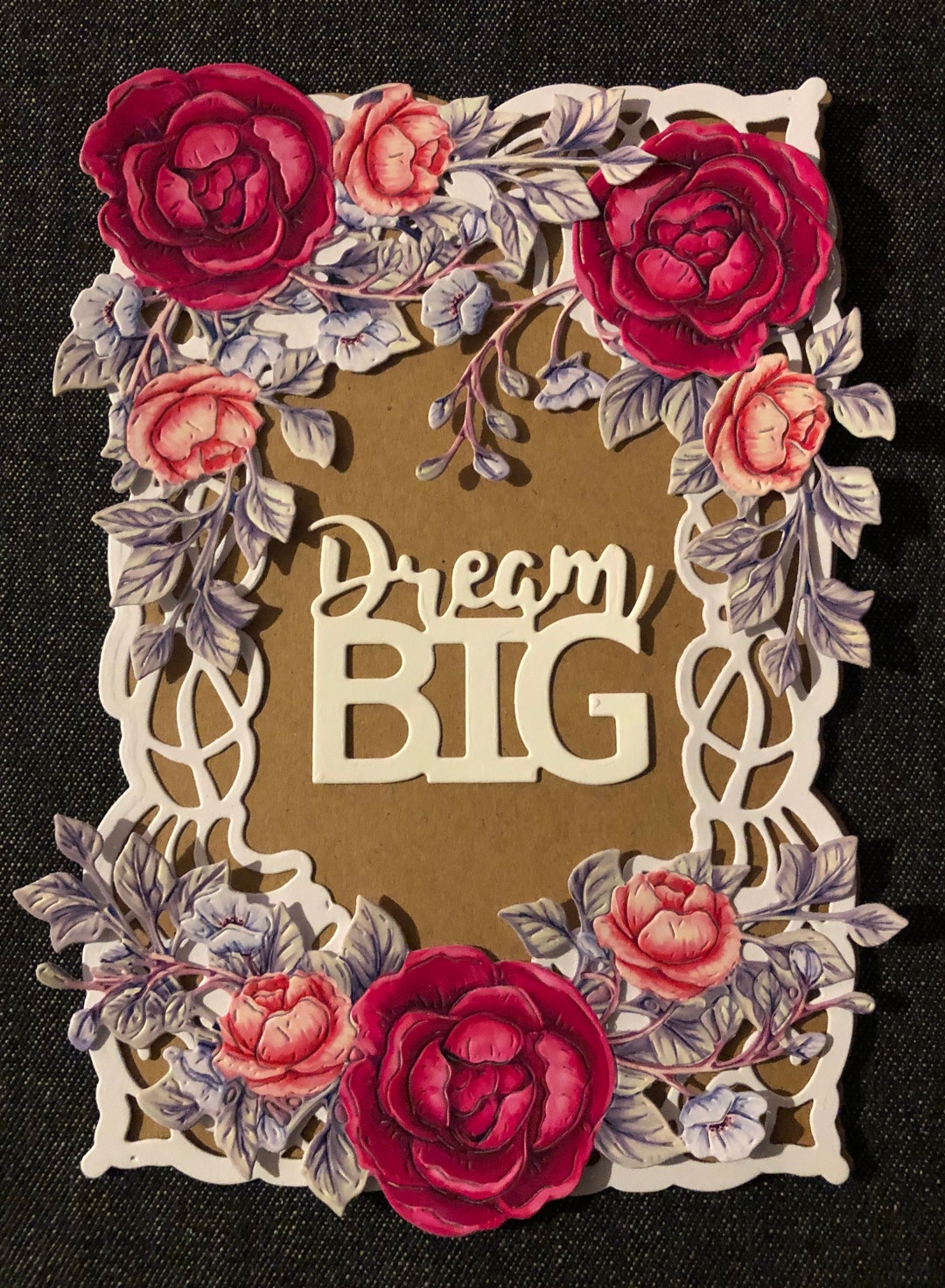 Stylised Lacey Frame Die Cut Card Topper. Burgundy Flower - Etsy