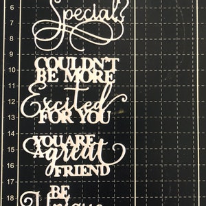 23 Stylised Script Word Sentiment Die Cut Embellishments for Card ...