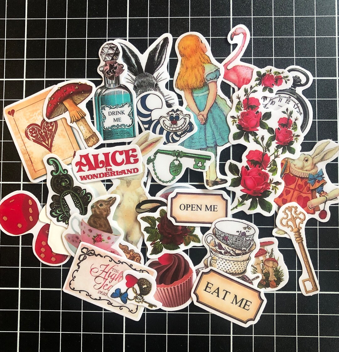 Alice in Wonderland Stickers. 30 Pieces. Personalise Books, Laptop ...