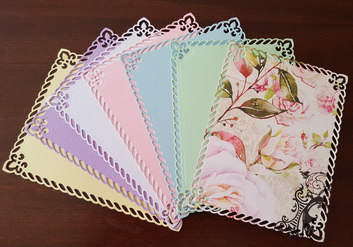 6 Pretty Rectangle Die Card Cut Outs Plus 1 Bonus Floral | Etsy