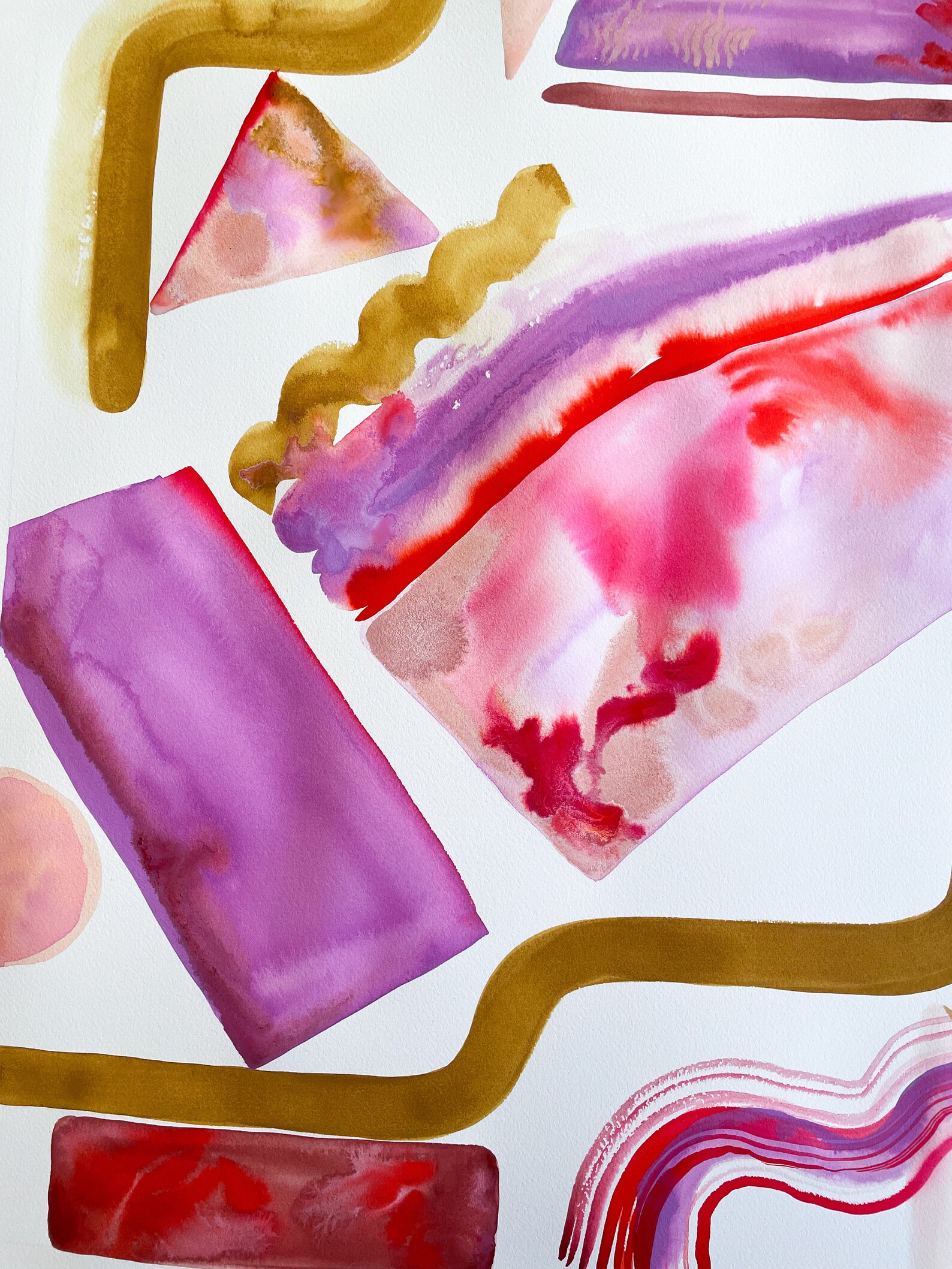 Abstract Geometric Watercolor Painting Large 22x30 - Etsy