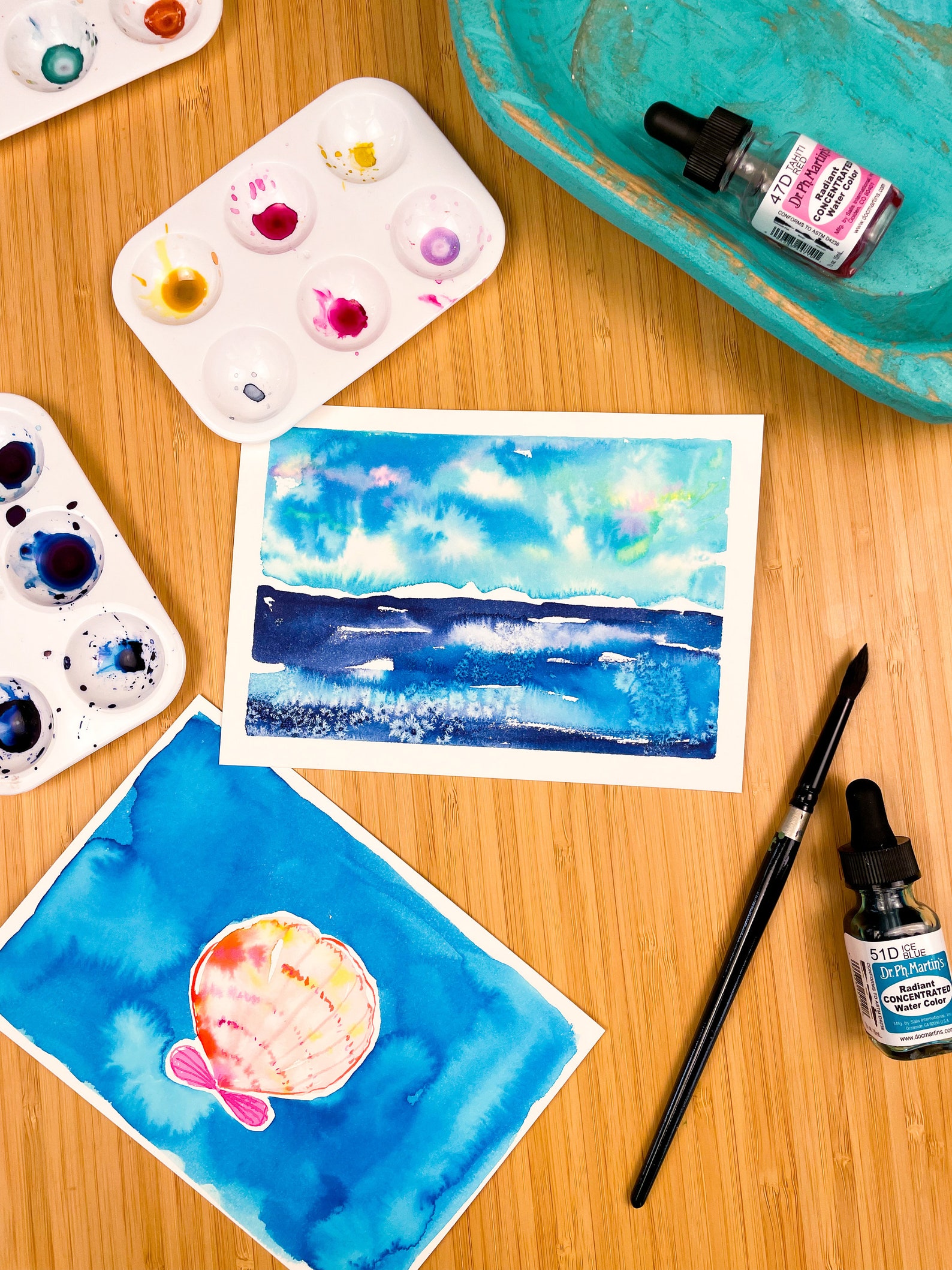 Bright Seashell Original 5x7 Watercolor Scallop Clamshell - Etsy