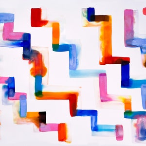 Geometric Watercolor Original Painting 22" X 30", Gallery Fine Art - Etsy