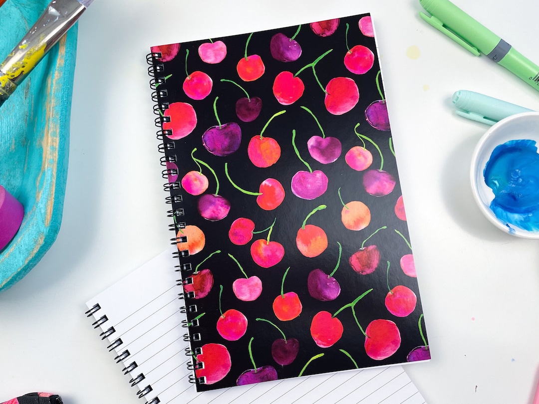 Cherry Notebook, Half Letter Small Spiral Journal - Etsy