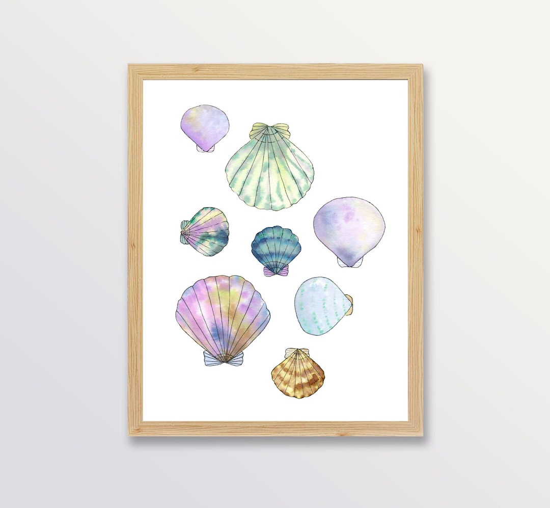 Pastel Watercolor Seashells Wall Art - Etsy