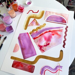 Abstract Geometric Watercolor Painting Large 22x30 - Etsy