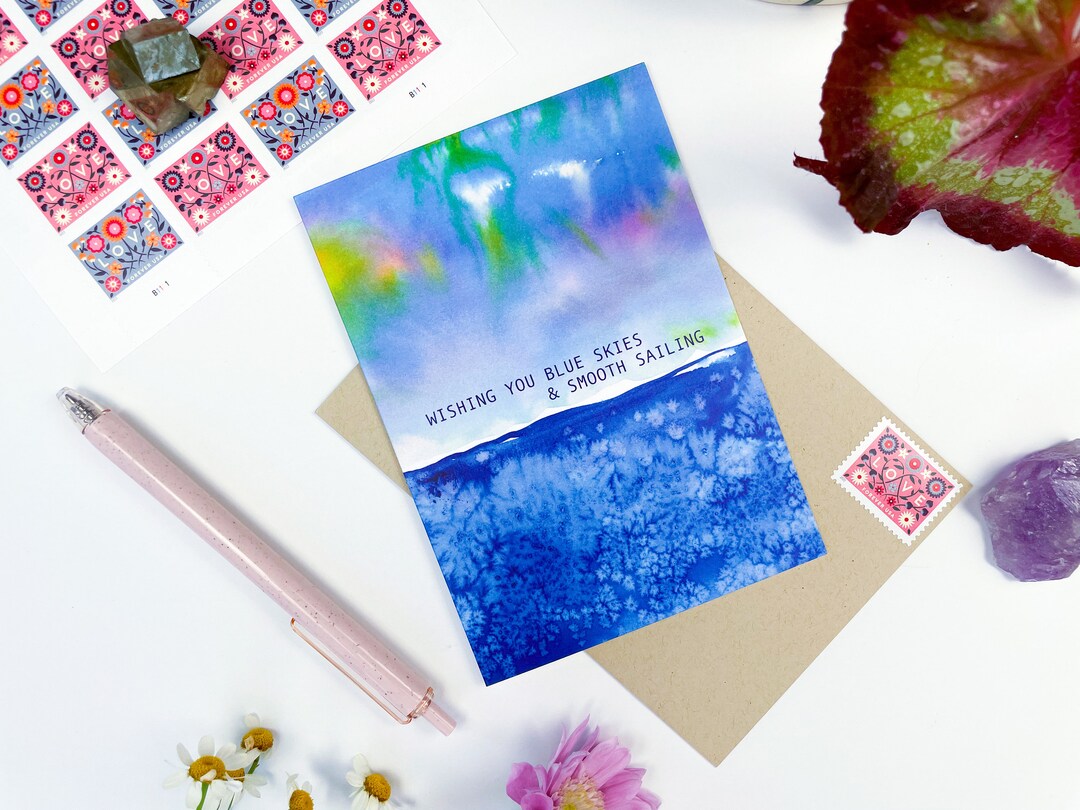 Blue Skies and Smooth Sailing Card, Stationary Notecard - Etsy