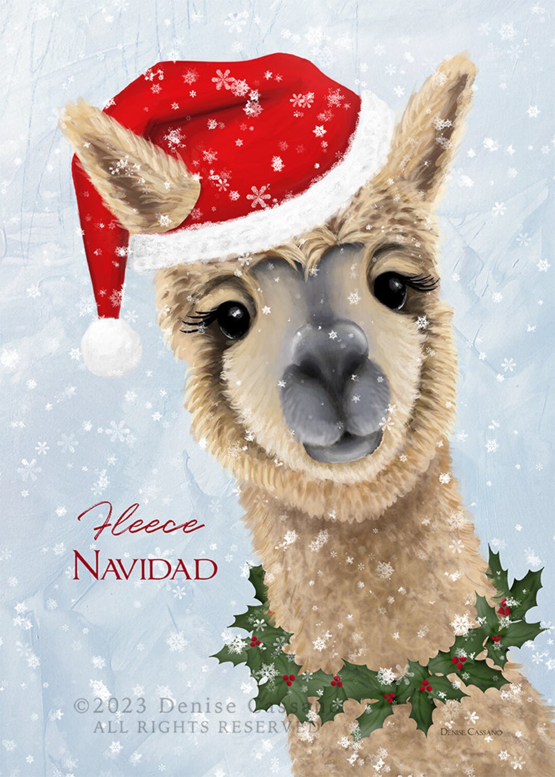Llama Christmas Card, Funny Llama Card, Fleece Navidad, Llama Holiday ...