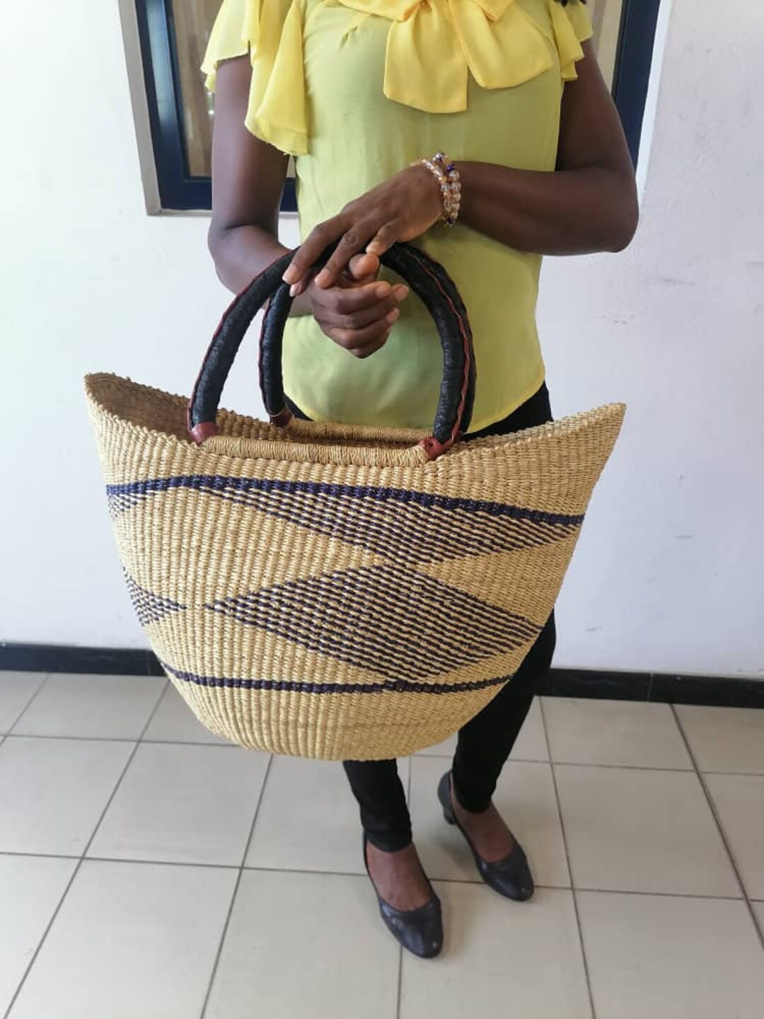 Large Bolga Market Basket, Garden Basket for Harvest, Basket With ...