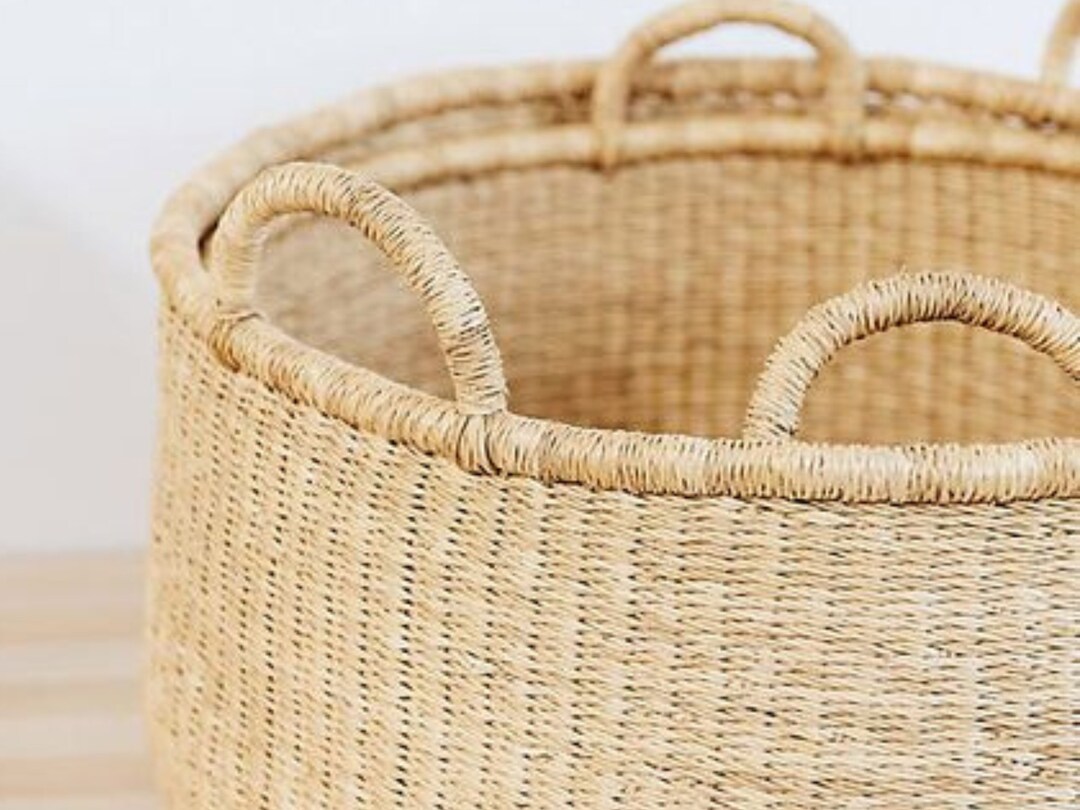 Round Basket With Handles | Storage & Laundry Hamper | Handwoven ...