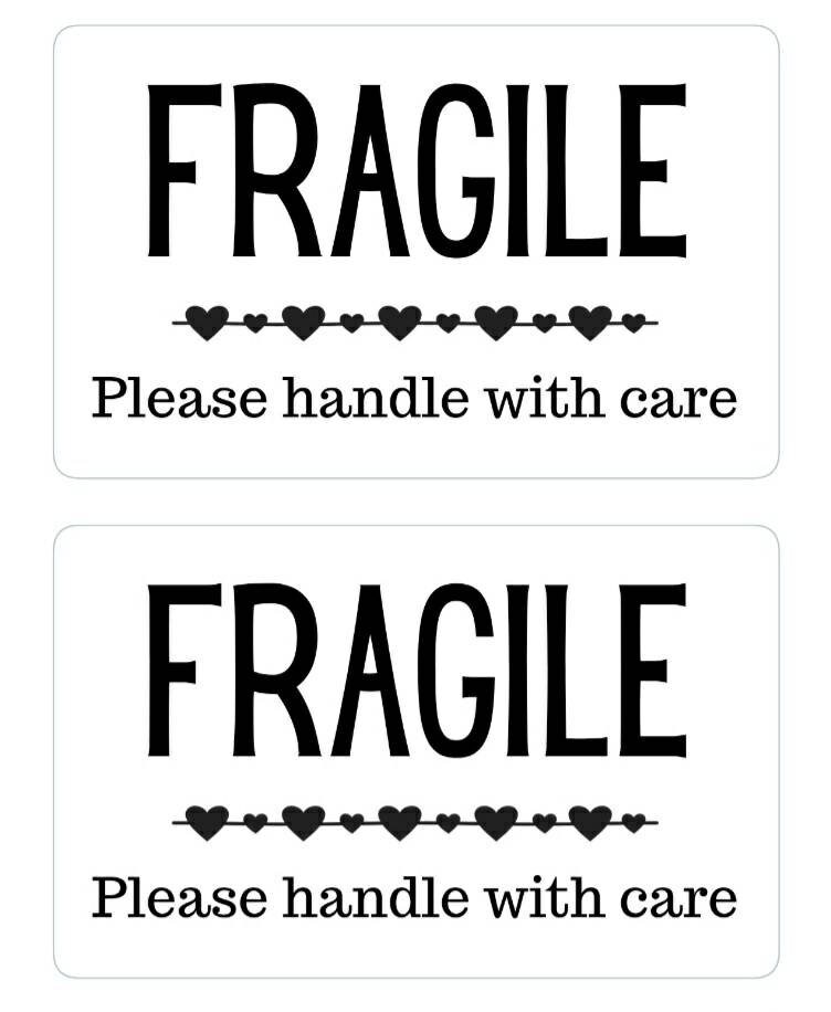 Fragile Sticker Black And White