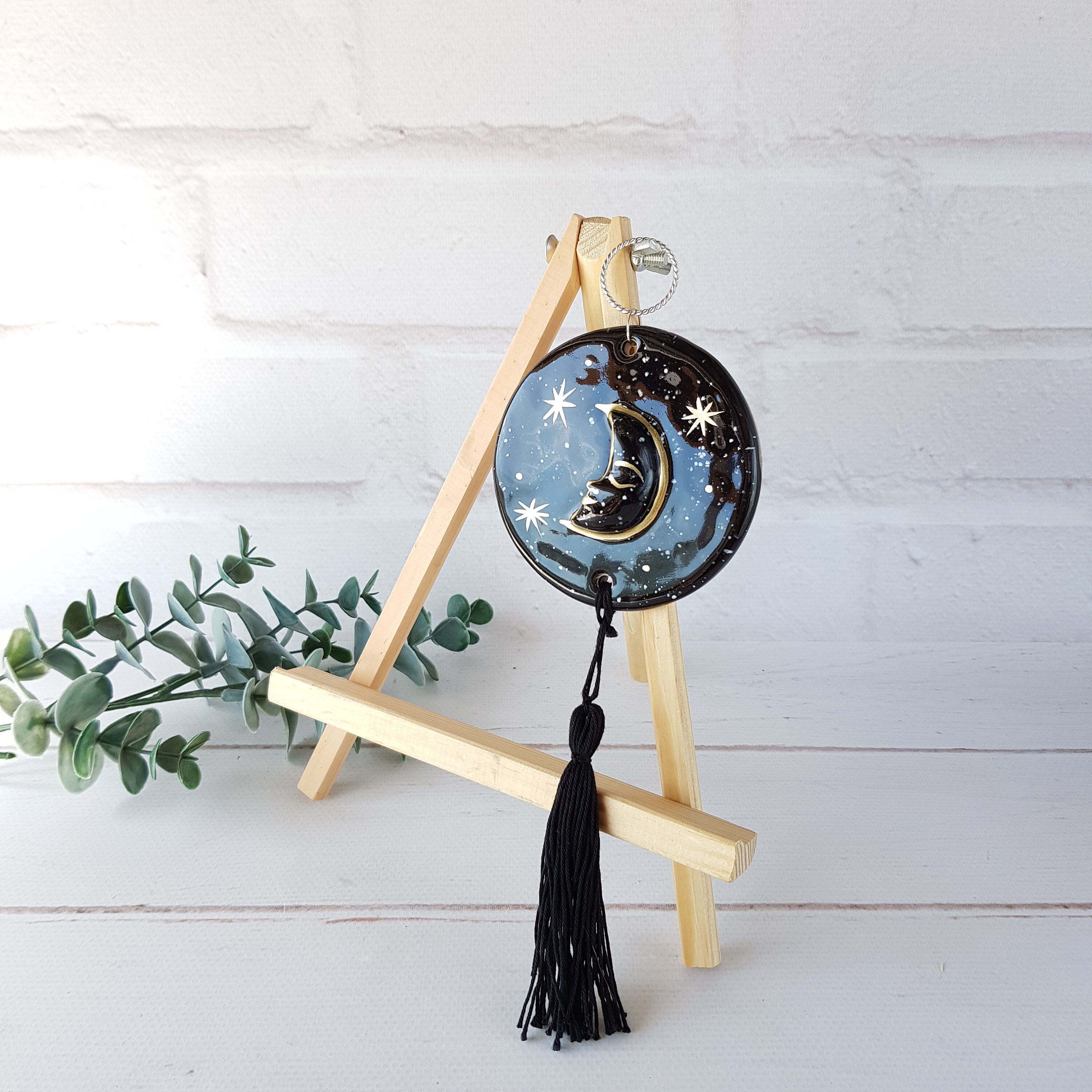 Ceramic moon wall hanging Black moon decor Moon decor for wall | Etsy