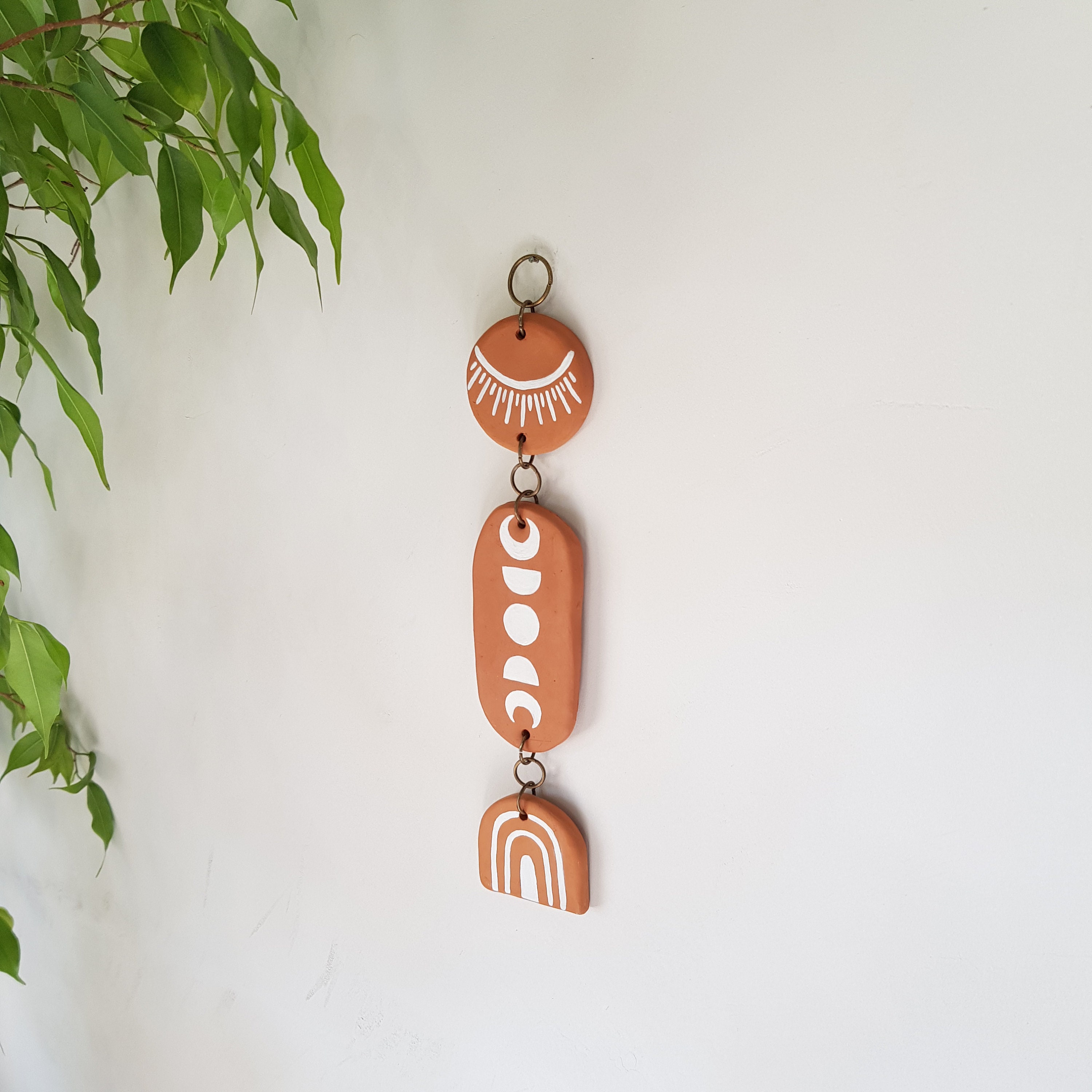 Terracotta Moon Phases and Circles Wall Hanging Modern Clay Wall ...