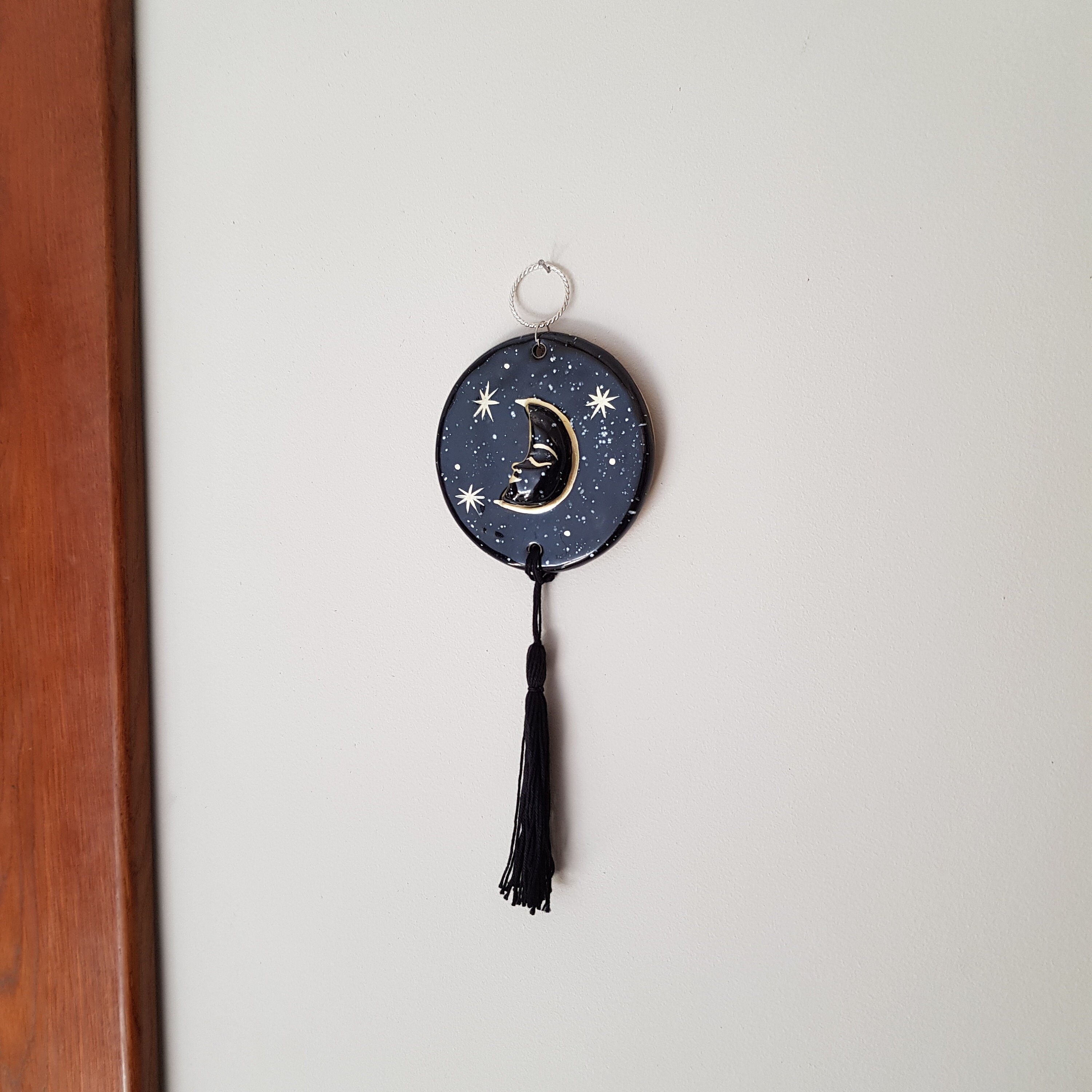 Ceramic moon wall hanging Black moon decor Moon decor for wall | Etsy
