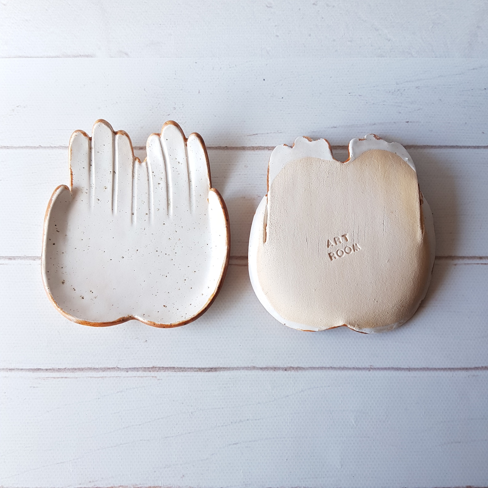 White Double Hand Jewelry Dish Boho Ceramic Hand Dish Ceramic - Etsy