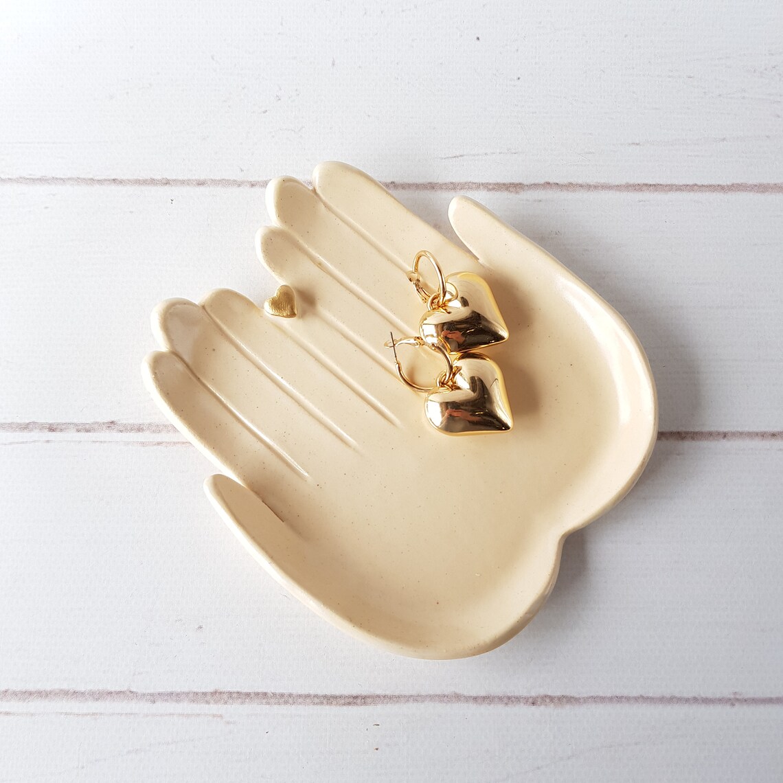 Beige double hand jewelry holder Ceramic hand decor Ceramic | Etsy