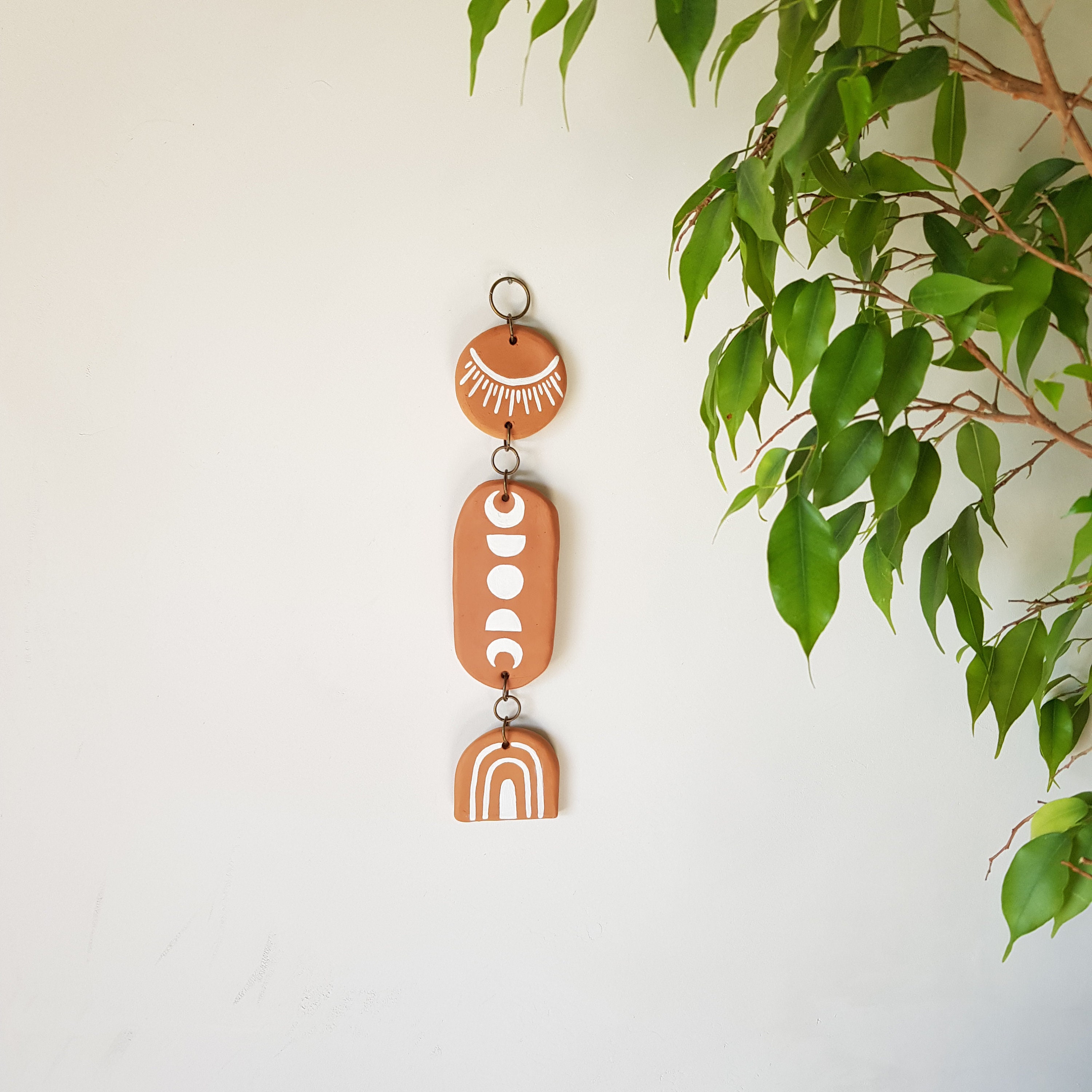 Terracotta Moon Phases and Circles Wall Hanging Modern Clay Wall ...