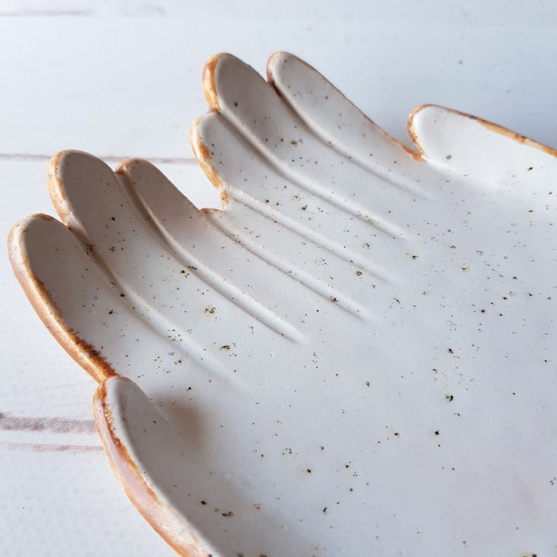 White Double Hand Jewelry Dish Boho Ceramic Hand Dish Ceramic - Etsy
