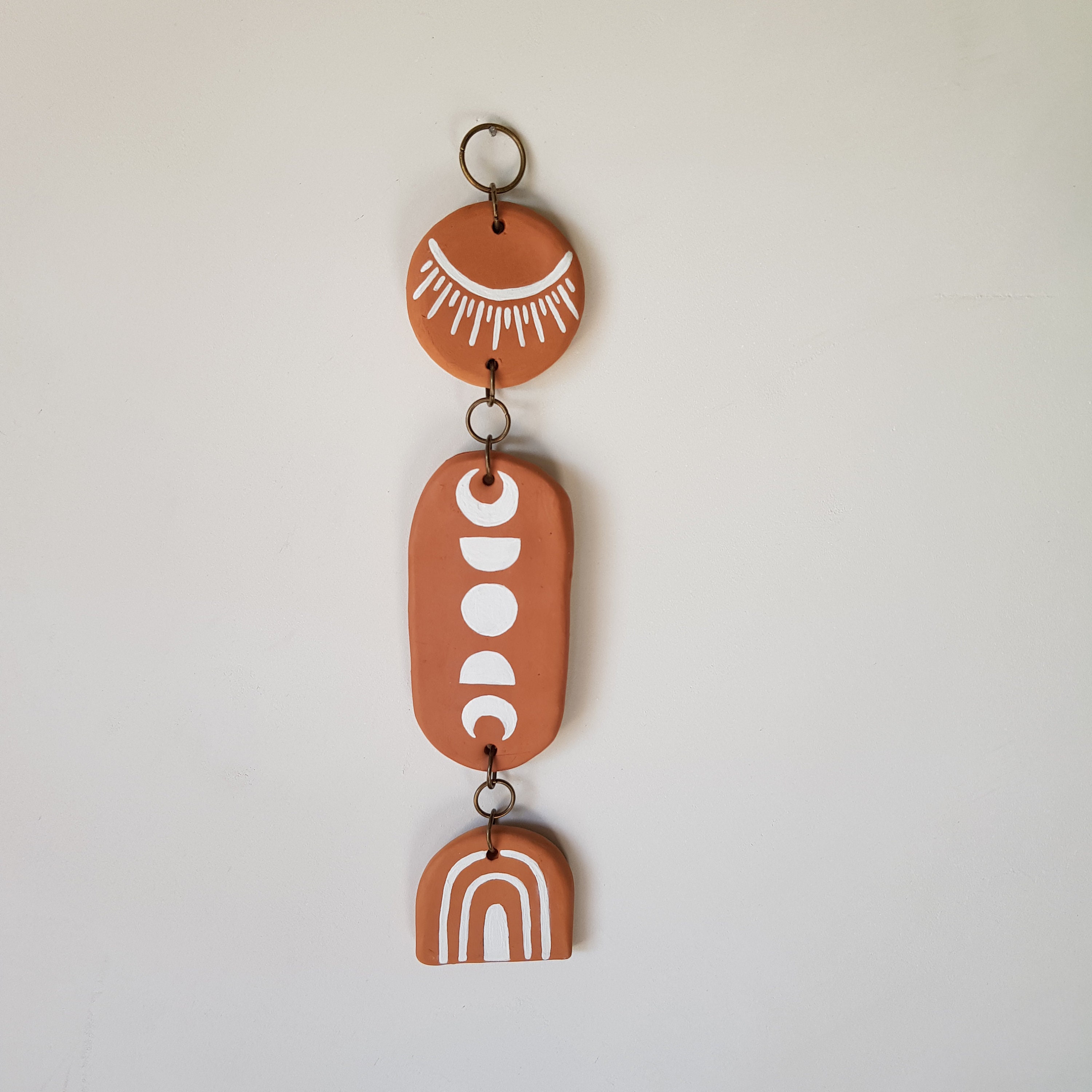 Terracotta Moon Phases and Circles Wall Hanging Modern Clay Wall ...