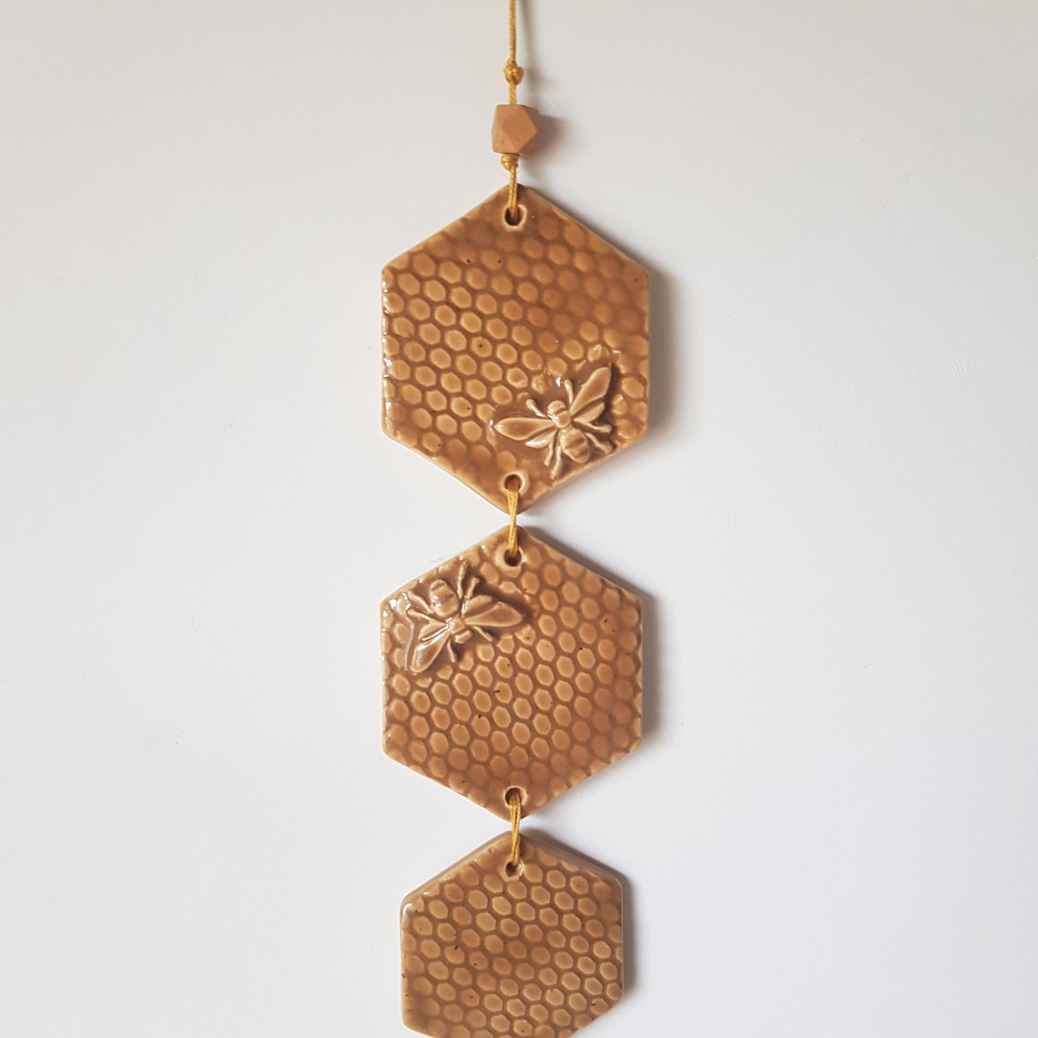 Ceramic bumble bee with honeycomb wall hanging Insect garland | Etsy