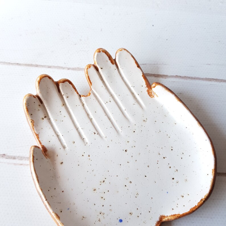 White Double Hand Jewelry Dish Boho Ceramic Hand Dish Ceramic - Etsy