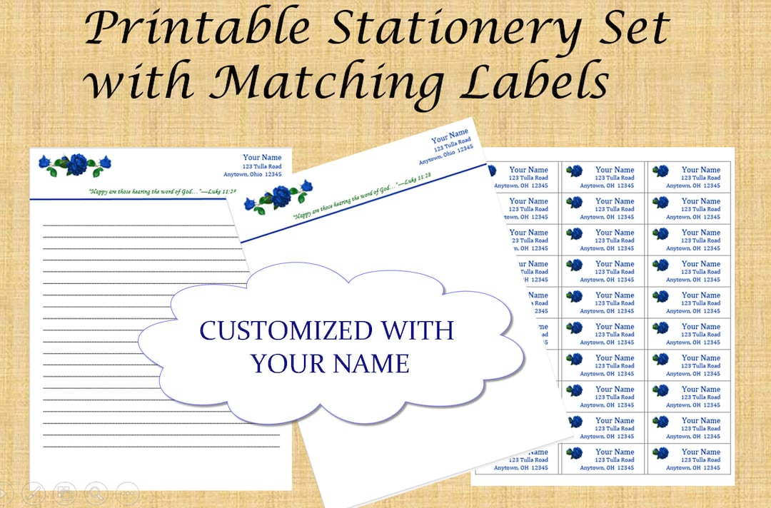 JW Printable Custom Personalized Letter Writing Sheets & Address Labels ...