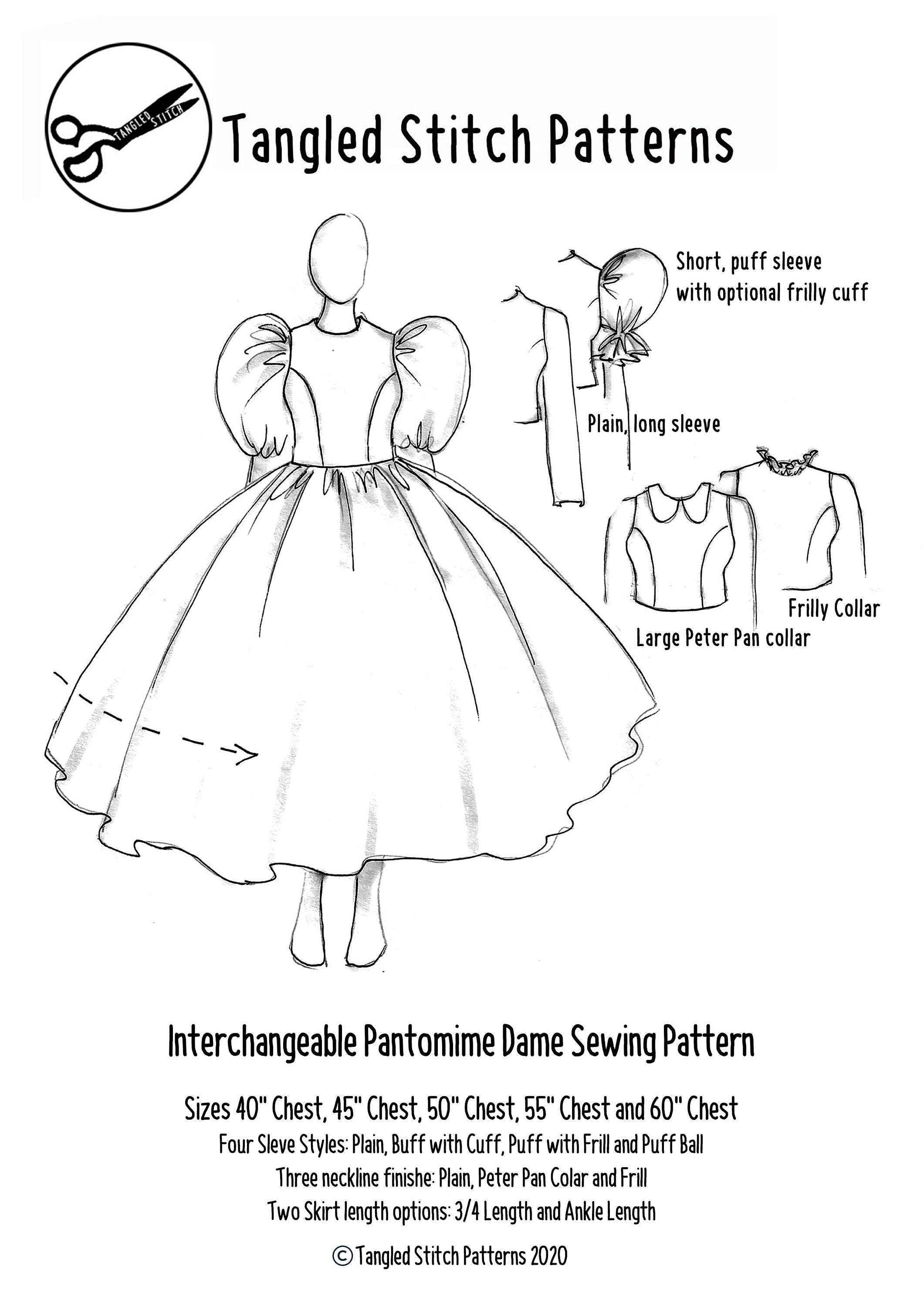 Interchangeable Pantomime Dame Sewing Pattern Paper Pattern | Etsy