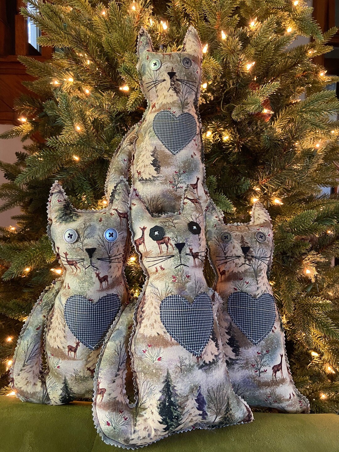 Handmade Christmas Farmhouse Cat | Primitive Cat Doll | Folk Art ...