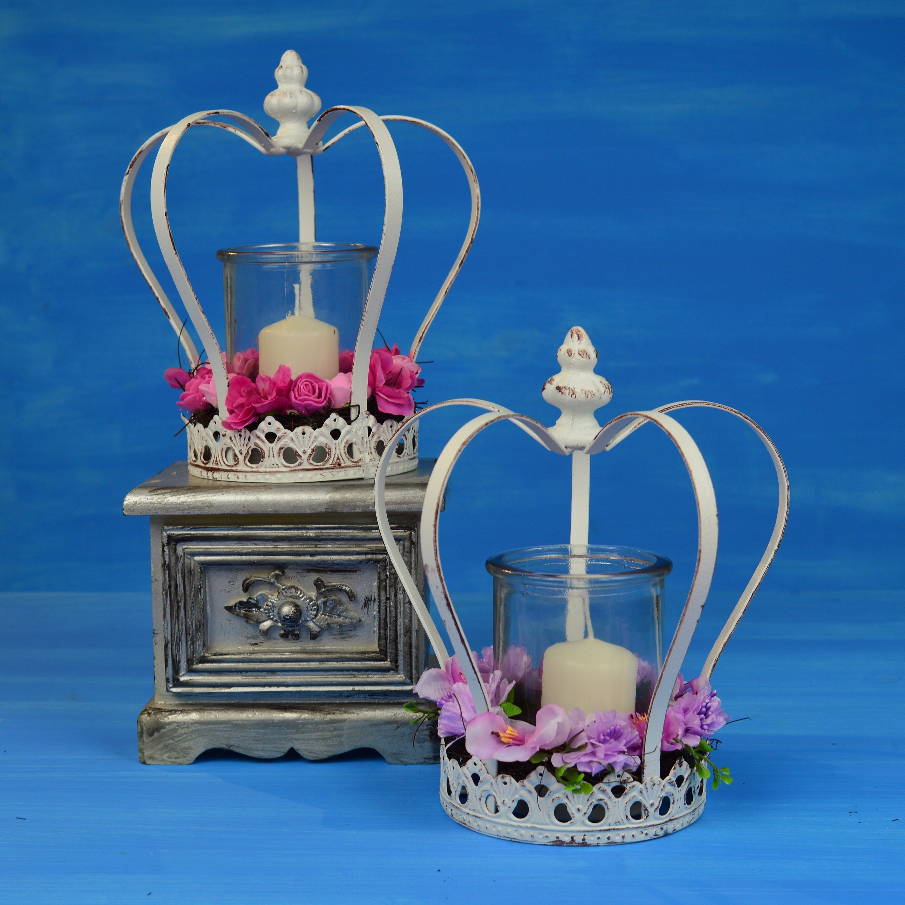 Krone Dekokrone aus Metall im Vintagestil mit Windlicht zur | Etsy
