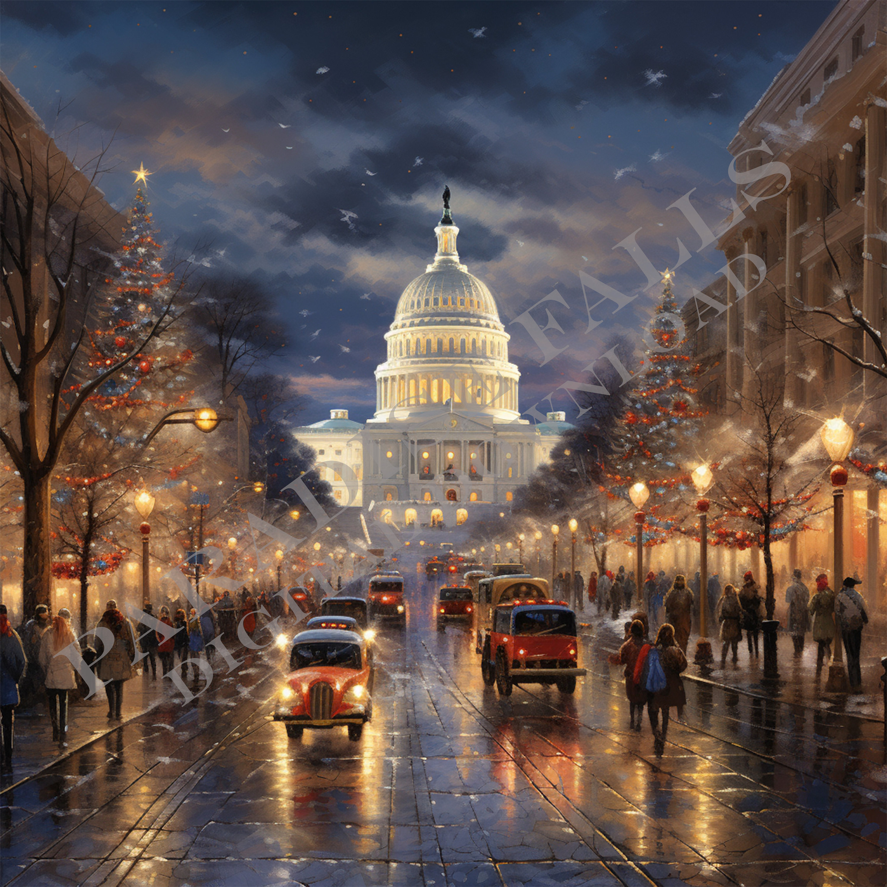 Christmas in Washington D.C. United States Capitol - Scenic Print ...