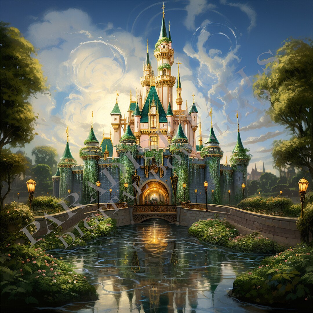 Beautiful Green Princess Castle Scenic Print Instant Art Printable Wall ...