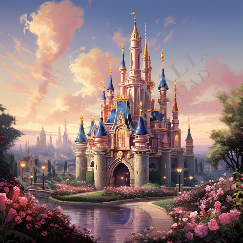 Lovely Spring Princess Castle - Scenic Print - Instant Art - Printable ...