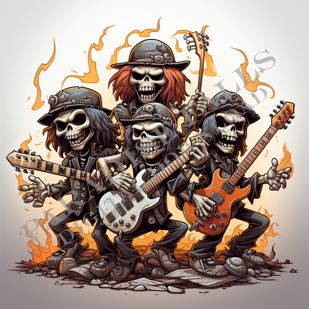 Skeleton Metal Rock Band- Sublimation Print - Instant Art - Printable ...