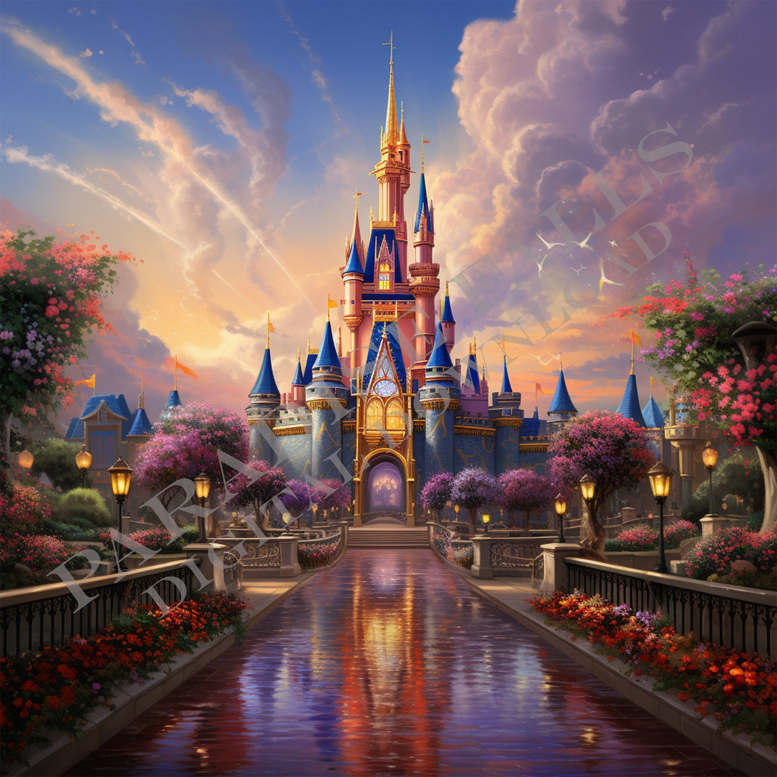 Romantic Princess Castle - Scenic Print - Instant Art - Printable Wall ...