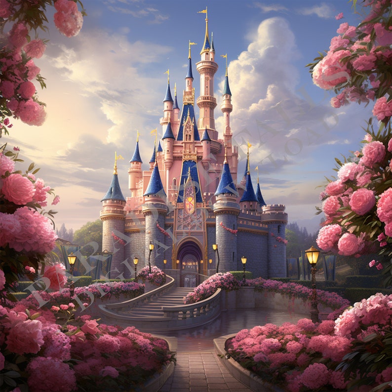 Floral Princess Castle - Scenic Print - Instant Art - Printable Wall ...