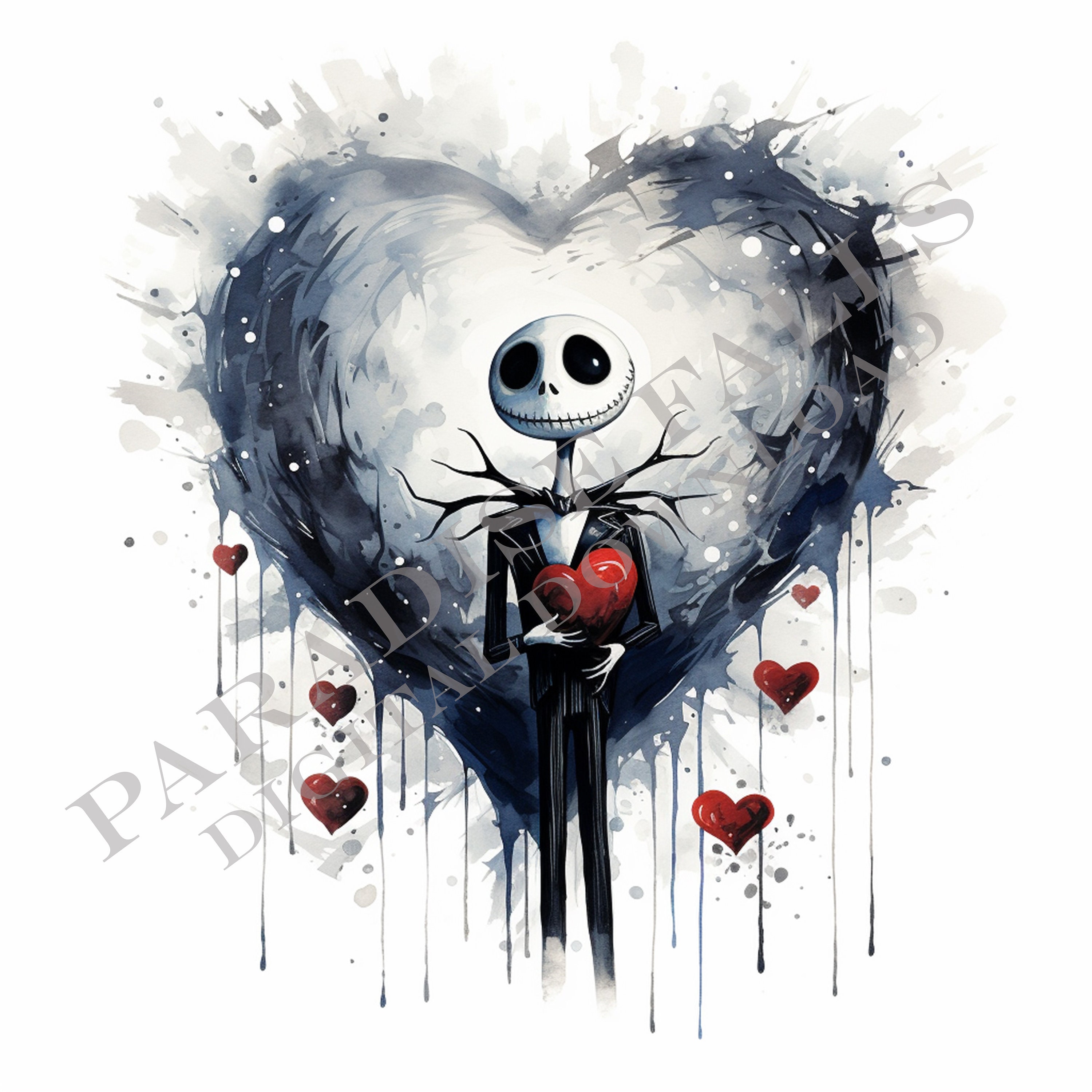 Jack Skellington Holding Heart - Scenic Print - Instant Art - Printable ...
