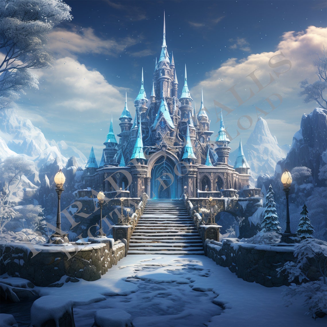 Ice Princess Castle Frozen - Scenic Print - Instant Art - Printable ...