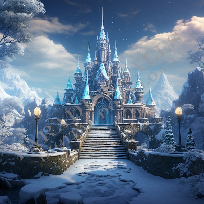 Ice Princess Castle Frozen - Scenic Print - Instant Art - Printable ...