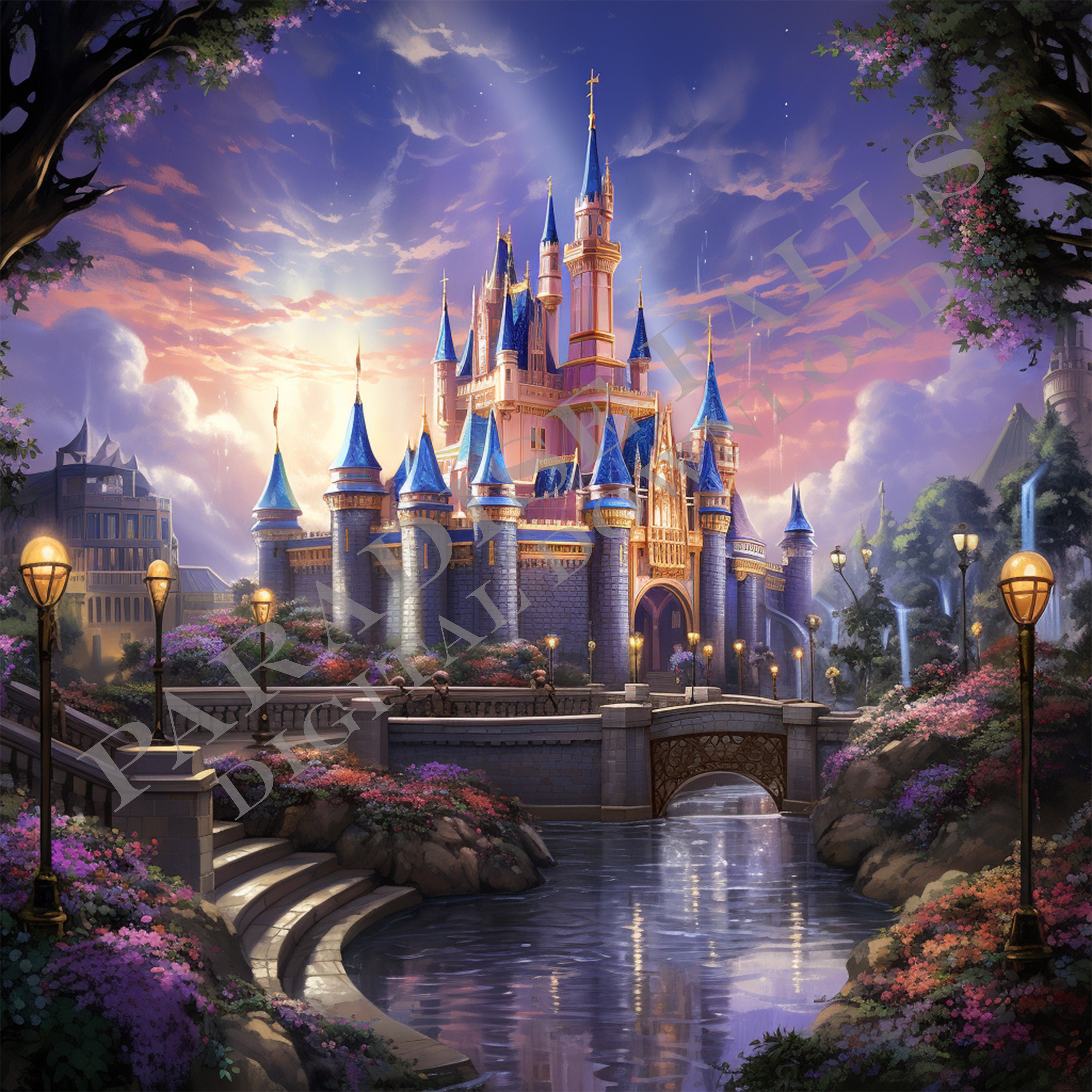 Enchanted Princess Castle - Scenic Print - Instant Art - Printable Wall ...