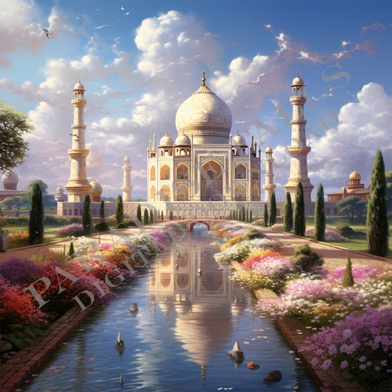 Taj Mahal in Spring - Scenic Print - Instant Art - Printable Wall Decor ...