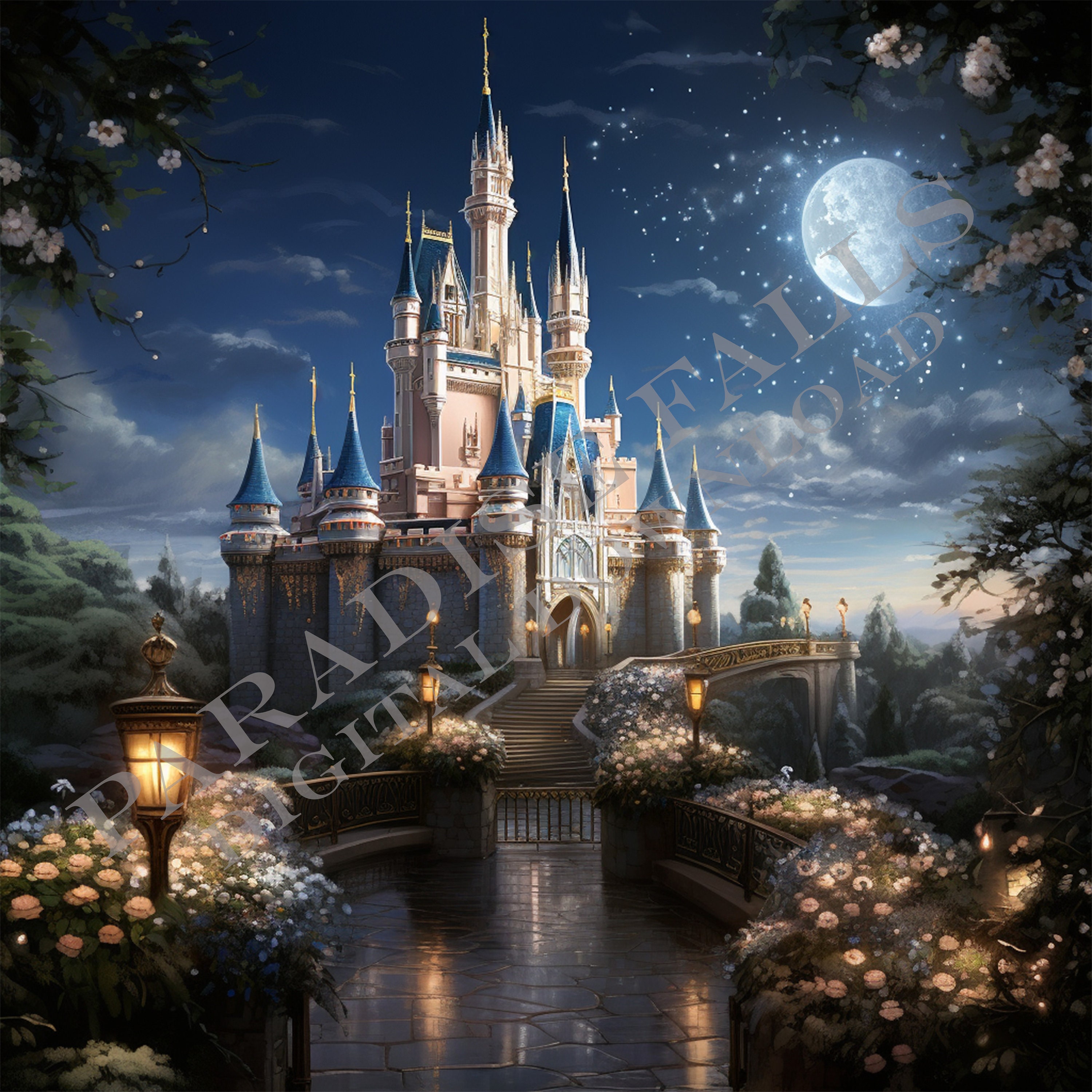 Midnight at the Castle Scenic Print Instant Art Printable Wall Decor ...