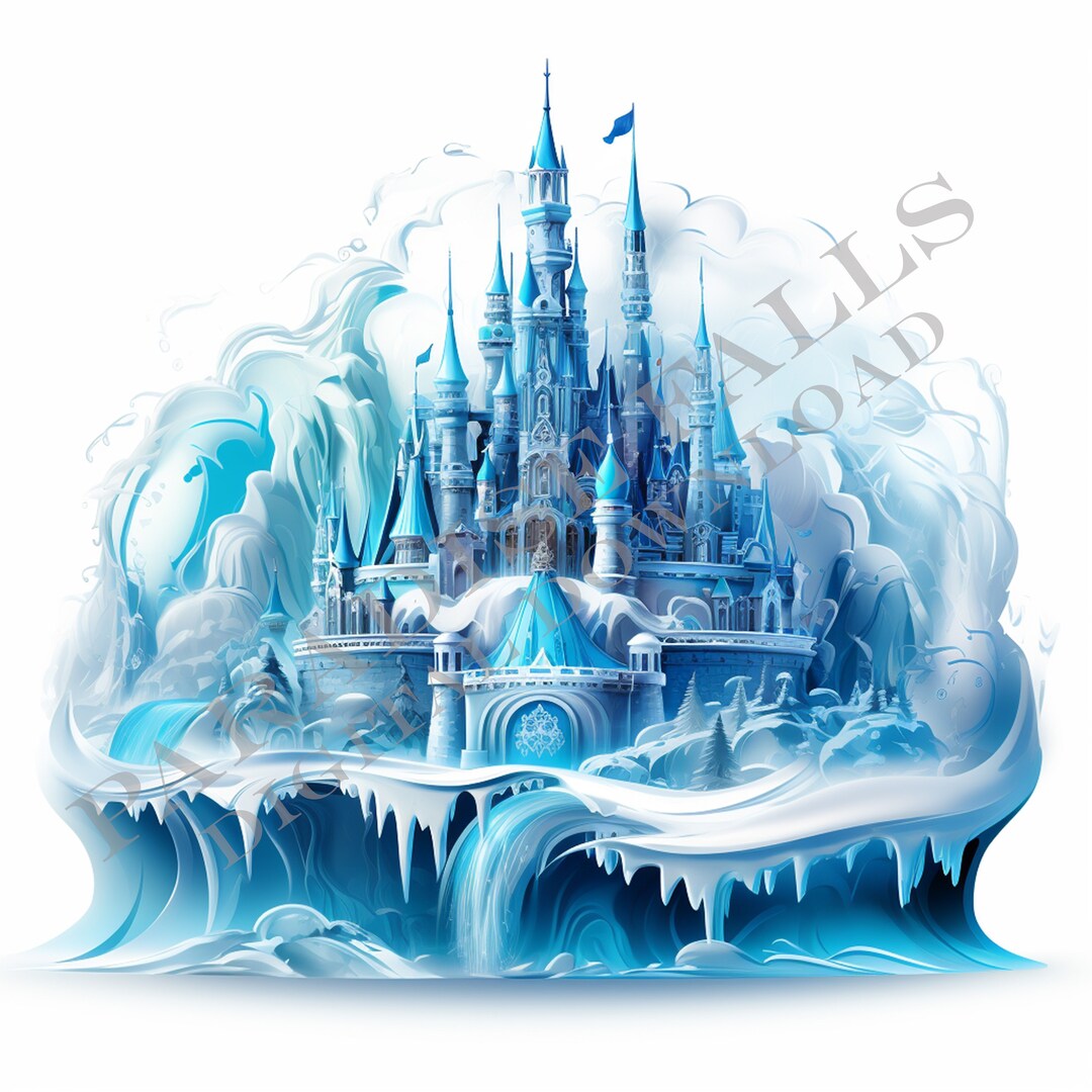 Blue Ice Princess Castle Frozen - Scenic Print - Instant Art ...