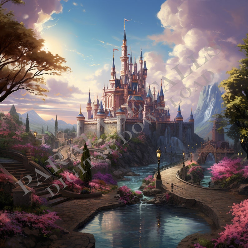 Pink Princess Castle - Scenic Print - Instant Art - Printable Wall ...