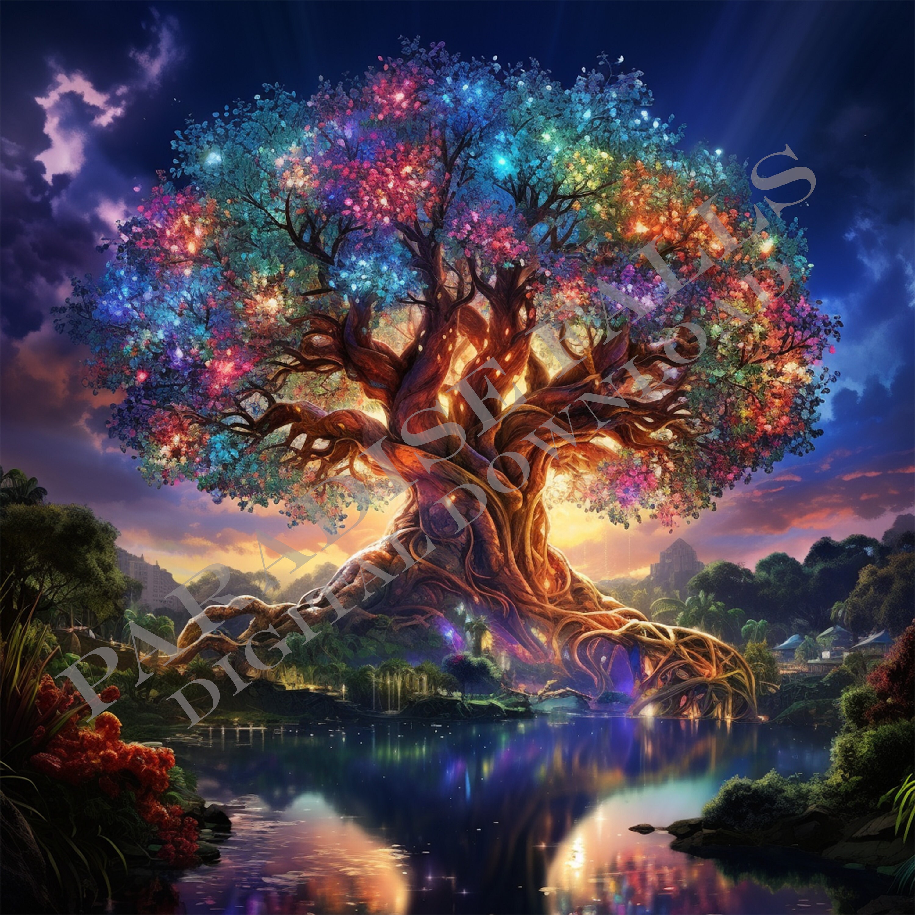 Colorful Tree of Life - Scenic Print - Instant Art - Printable Wall ...