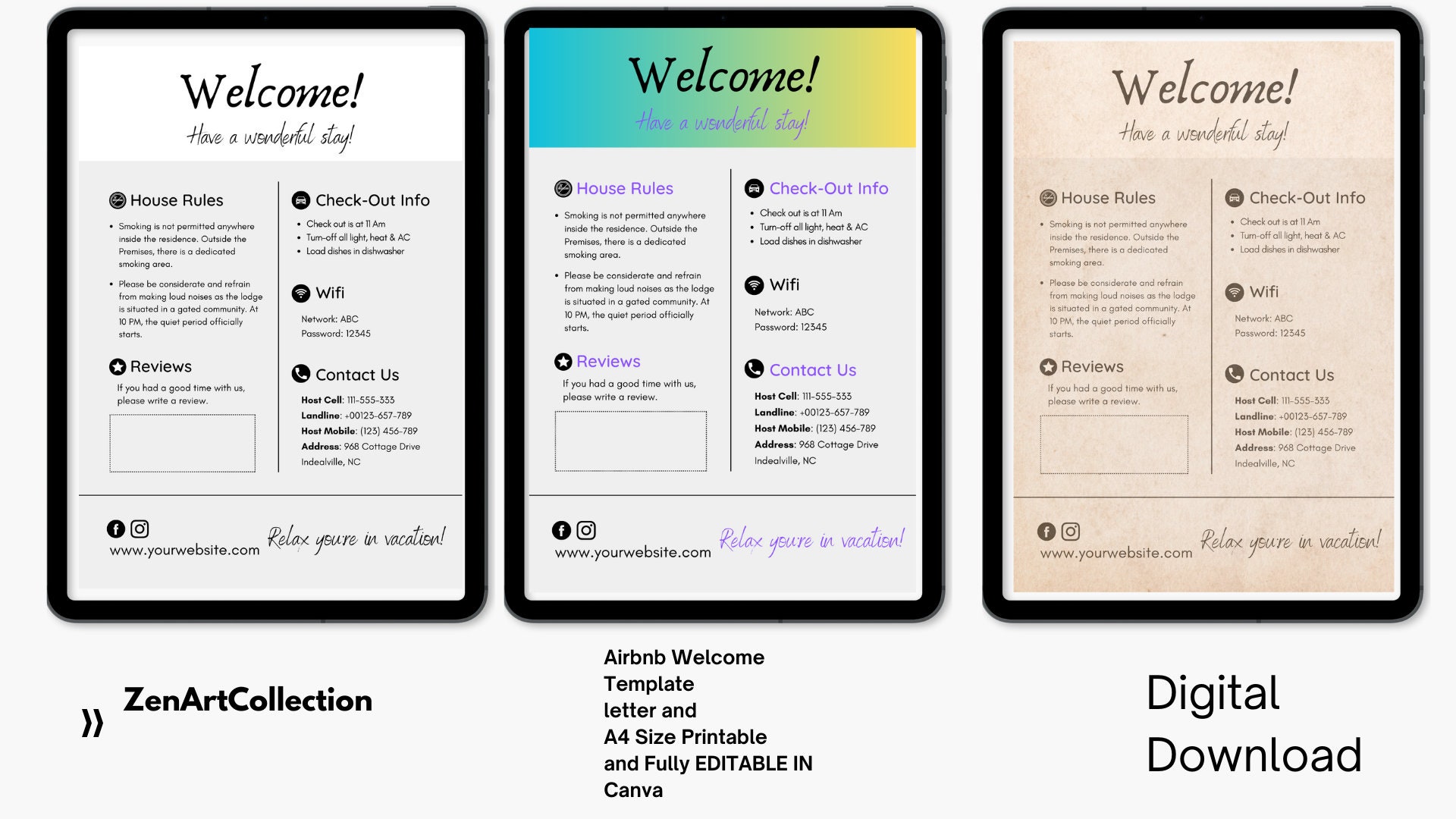 Airbnb Welcome Template Canva Editable,airbnb Printable,vacantion ...