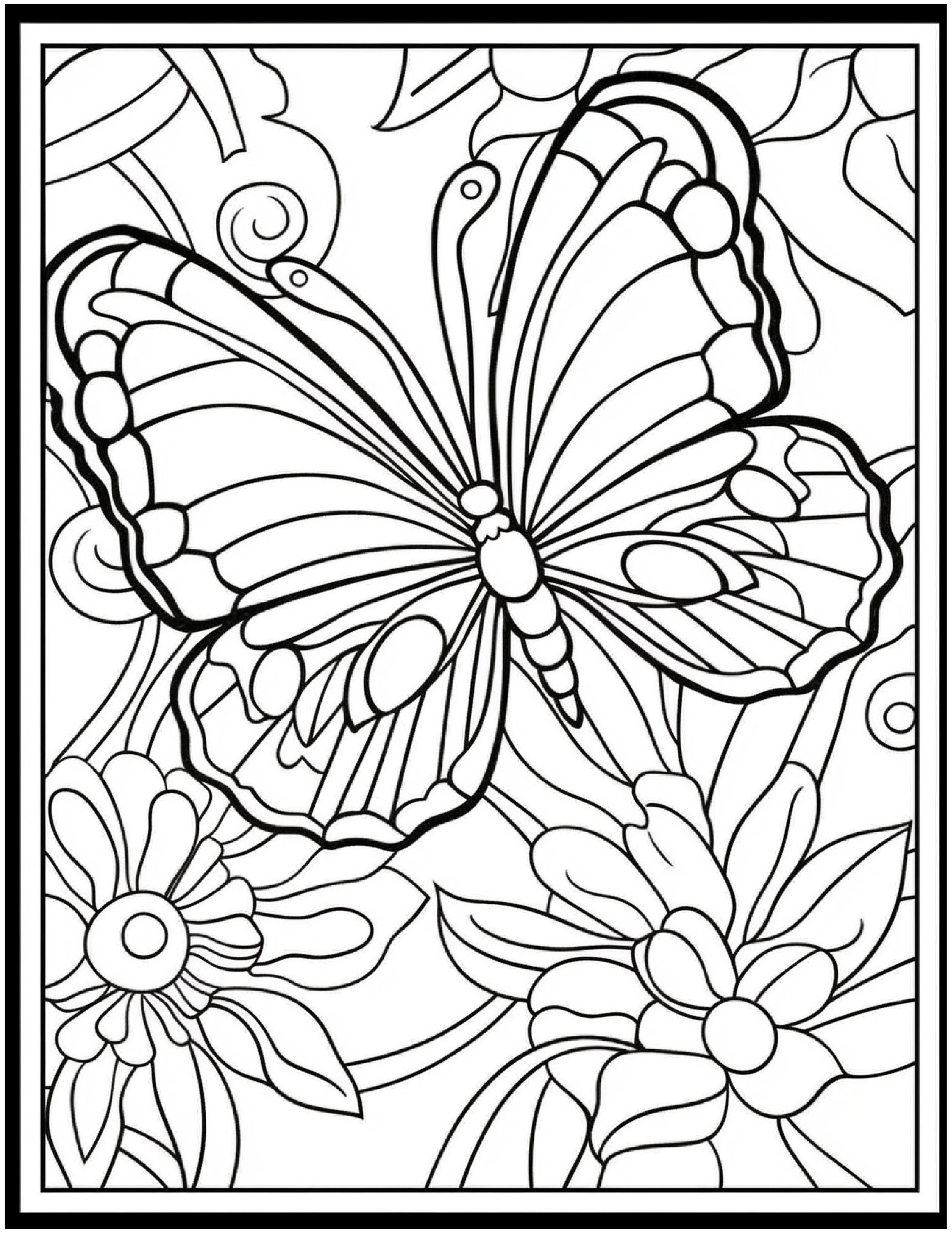100 Stained Glass Butterfly Coloring Pages: Relaxing Adult Coloring ...