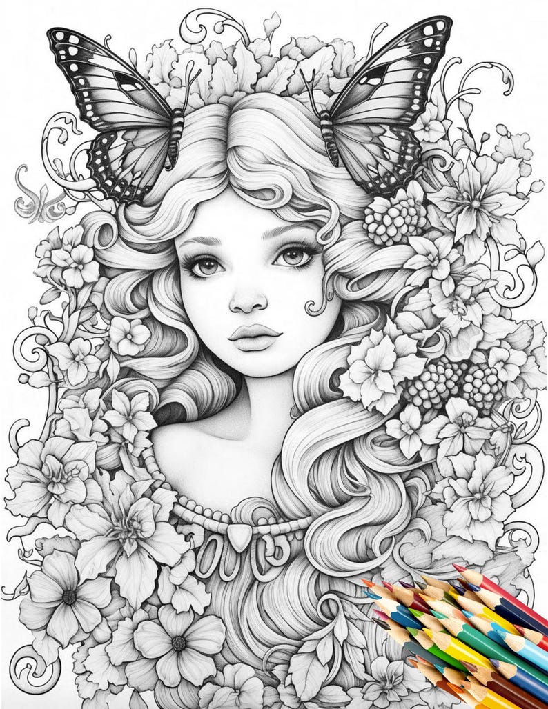 Adult Fairies Printable Coloring Book Pages,fairy Design for Stress ...